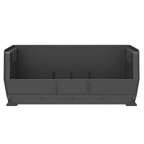 Akro-Mils 30250 AkroBins Plastic Storage Bins, Space-Saving Stackable Bins for Garage, Pantry, Craft Organization, 15-Inch x 16-Inch x 7-Inch, Black, 6-Pack