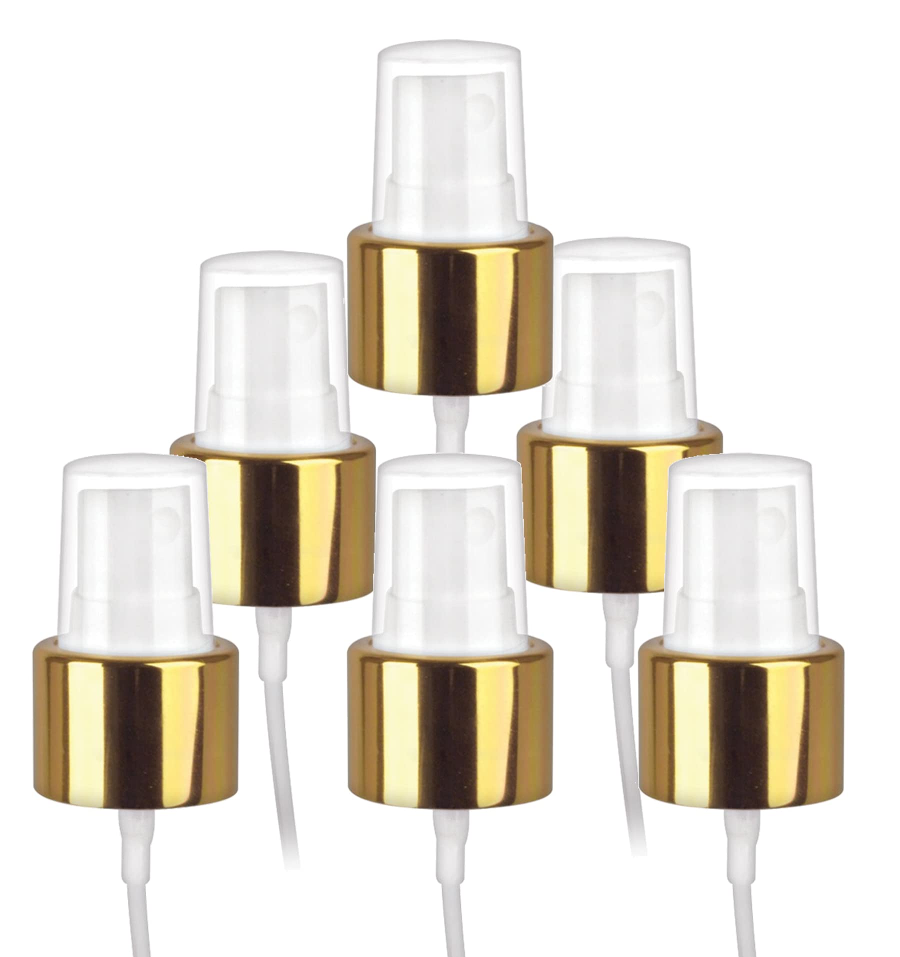 Grand Parfums Fine Mist 20/410 Atomizer Spray Caps SHINY GOLD and CLEAR - Should fit 4 Oz, 8 Oz Plastic Bottles & SOME Glass Bottles (Must Check Neck Size) Elegant Dress Up for Products for Resale