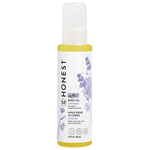 The Honest Company Lavender Infused Calming Body Oil | Gentle for Baby | Organic, Plant-Based, Hypoallergenic | 4.0 fl oz