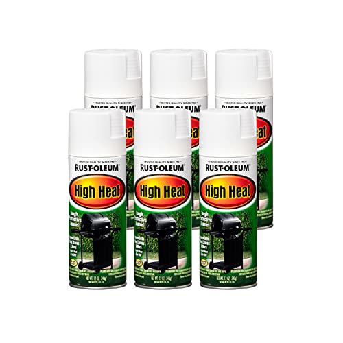 Rust-Oleum 7751830-6PK High Heat Enamel Spray Paint, 12 oz, White, 6 Pack
