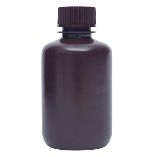 Cole-Parmer Essentials Amber Narrow-Mouth Plastic Bottle, HDPE, 125mL (4oz); 12/PK