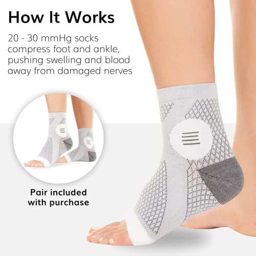 BraceAbility Neuropathy Socks - Peripheral Neuritis Therapy Compression Diabetic Open-Toe Foot Sleeves for Ankle Gout, Nerve Damage Pain in Legs and Feet Relief Brace for Men and Women (L - 1 Pair)
