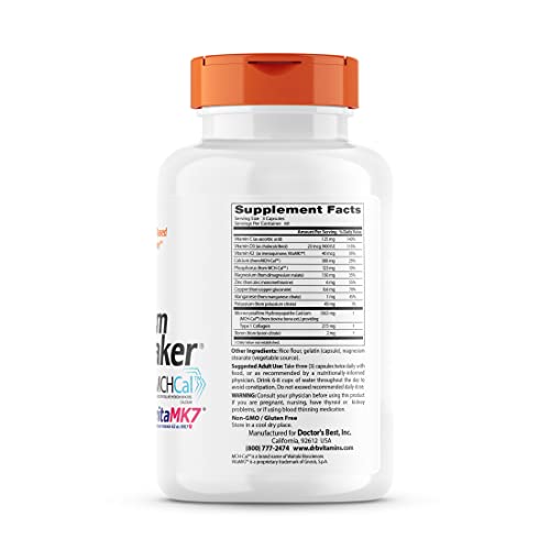 Doctor's Best Calcium Bone Maker Complex with MCHCal, Supports Bone Health, Muscular, Skeletal & Vascular Health, 180 Caps