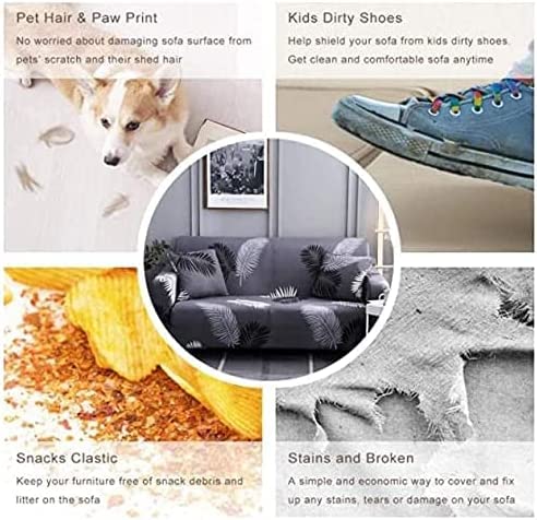 High Stretch Designs Decorative Sofa Covers 1 2 3 4 Seater Flower Vine Blue Large Sofa Slipcover Universal Jacquard Couch Cover Machine Washable Spandex Elastic Easy to Install Non-Slipa7918