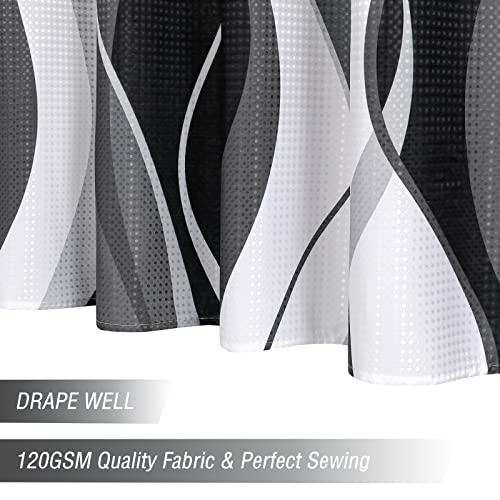 Gibelle Black and Grey Shower Curtain, Gray and White Abstract Modern Bathroom Decor, Waffle Weave Textured Fabric Shower Curtain Set with Hooks, 72x72
