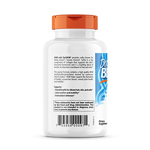 Doctor's Best MSM with OptiMSM, Non-GMO, Gluten Free, Joint Support, 1500 mg, 120 Tablets (DRB-00097)