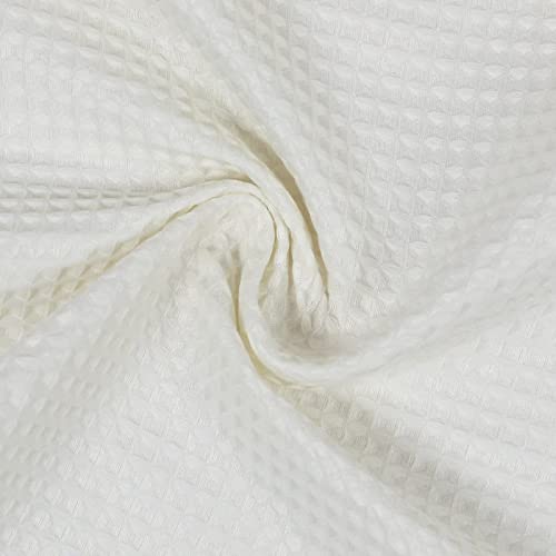 GlowSol Bathroom Curtains Waterproof Waffle Weave Fabric Kitchen Tier Curtains with Rod Pocket Small Cafe Curtains for Half Window, Cream, 30W×30L, Set of 2