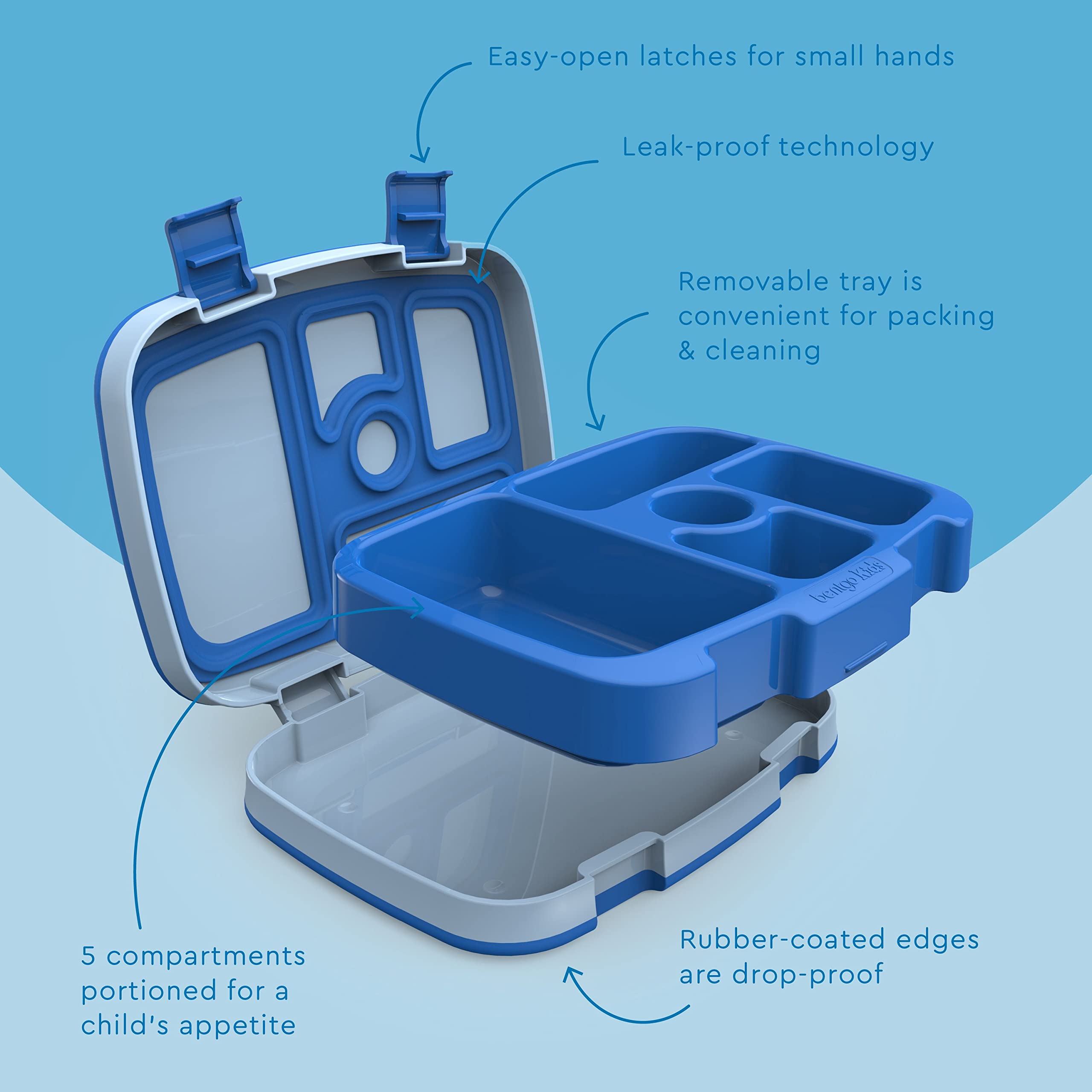 Bentgo® Kids Lunch Box Kids Water Bottle - New & Improved 2023 (Blue)