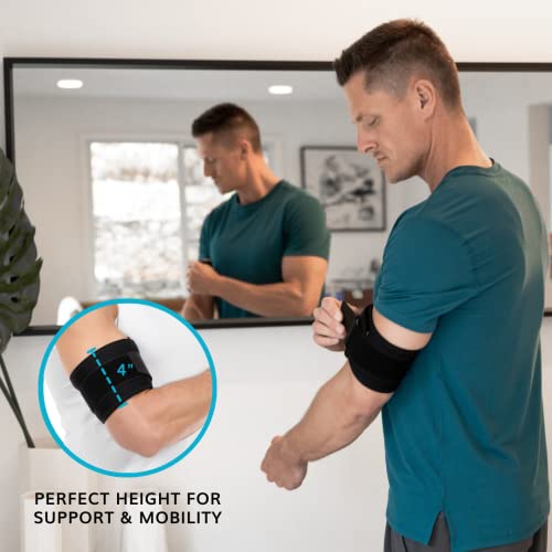 BraceAbility Bicep Band - Upper Arm Compression Sleeve Support Brace for Tendonitis Treatment, Tears, Swelling Relief, Injuries, Tendon Rupture, Brachii Muscle Strains, Tricep Pain Wrap (One Size)
