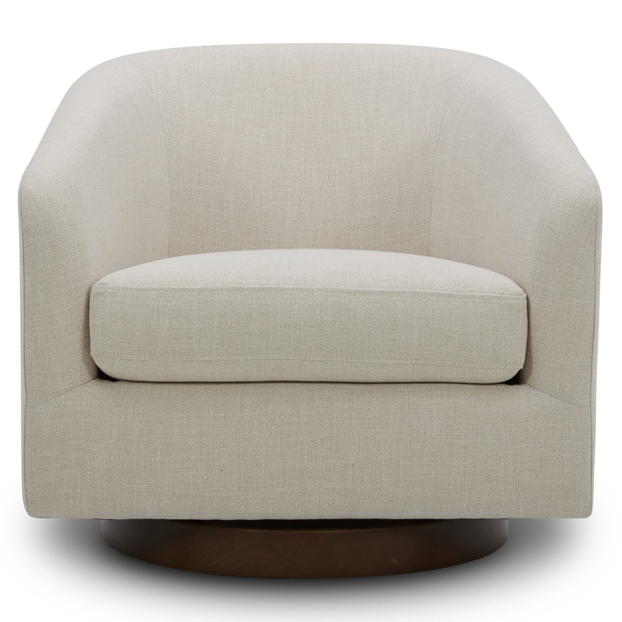 CHITA Swivel Accent Chair, FSC Certified Upholstered Fabric Barrel Chair for Living Room, Fully Assembled, Linen