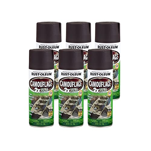 Rust-Oleum 279178-6PK Camouflage 2X Ultra Cover Spray Paint, 12 oz, Earth Brown, 6 Pack