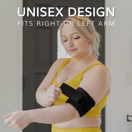 BraceAbility Bicep Band - Upper Arm Compression Sleeve Support Brace for Tendonitis Treatment, Tears, Swelling Relief, Injuries, Tendon Rupture, Brachii Muscle Strains, Tricep Pain Wrap (One Size)