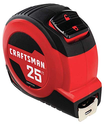 CRAFTSMAN Tape Measure, 25 ft, Retraction Control and Self-Lock, Rubber Grip (CMHT37225)