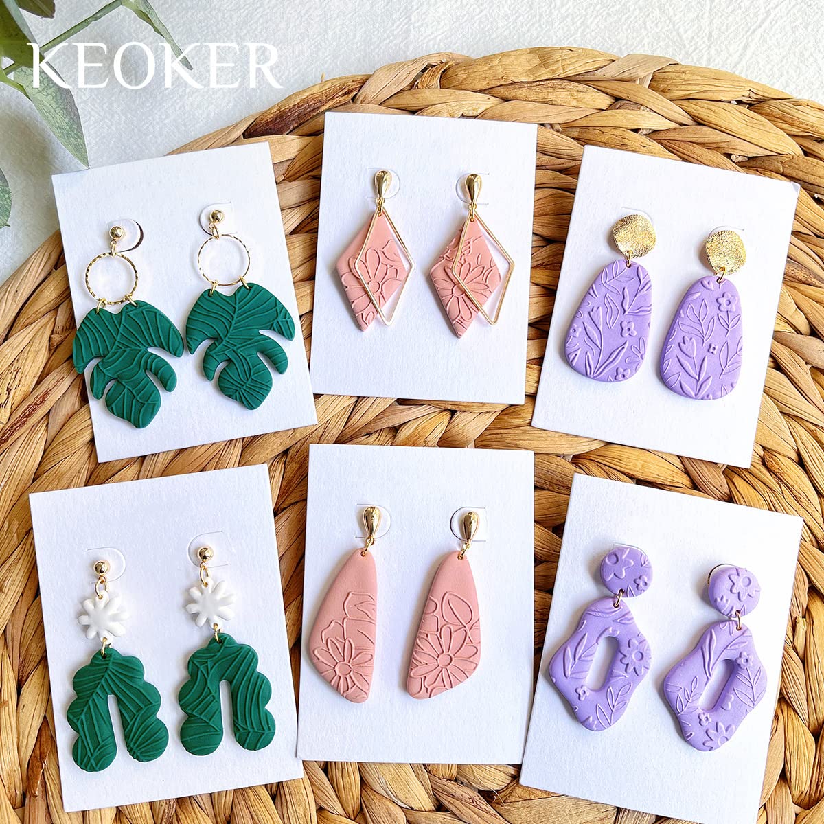 Keoker Polymer Clay Texture Sheets, Clay Texture Mat for Making Earrings Jewerly, Polymer Clay Earrings Tools (Floral A)