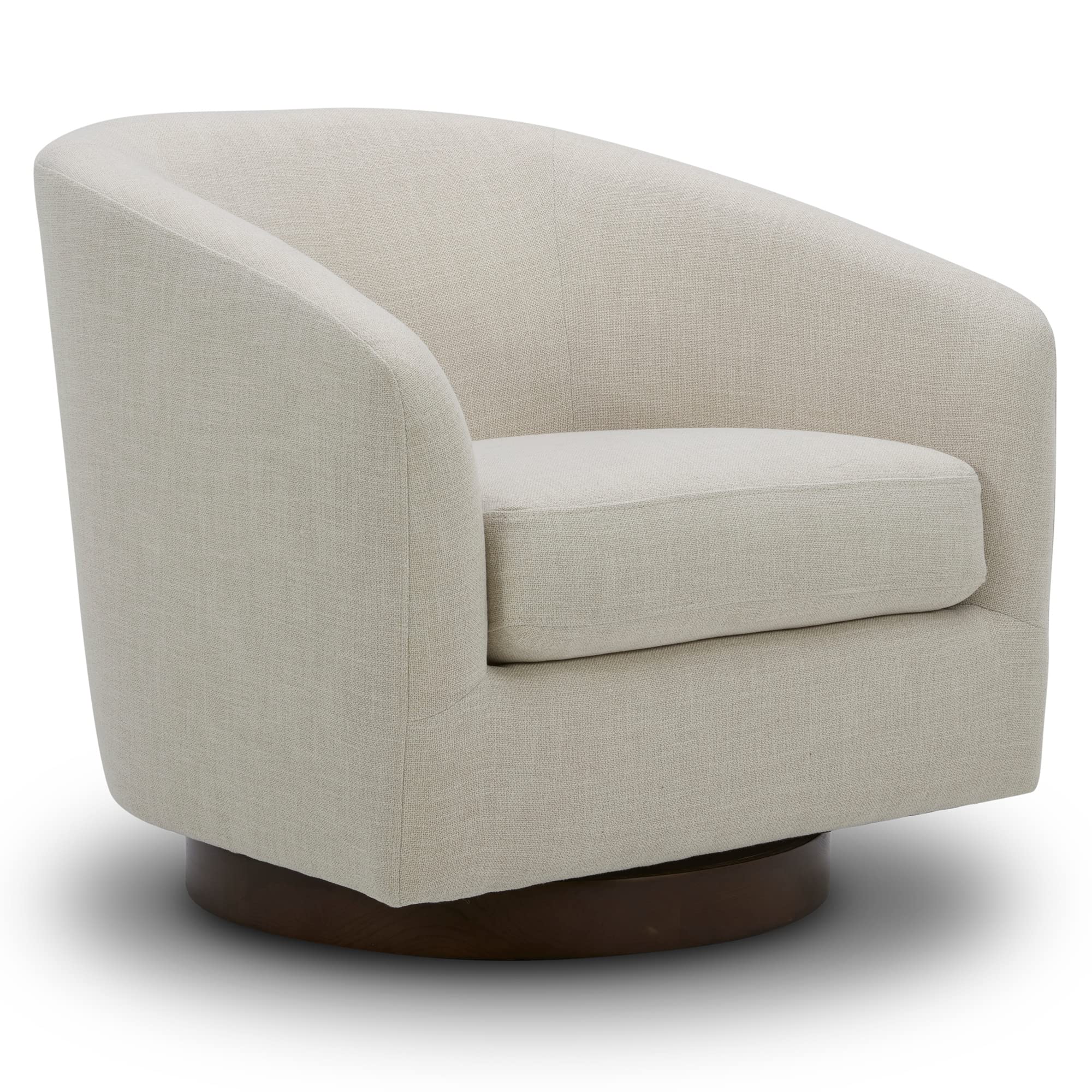 CHITA Swivel Accent Chair, FSC Certified Upholstered Fabric Barrel Chair for Living Room, Fully Assembled, Linen