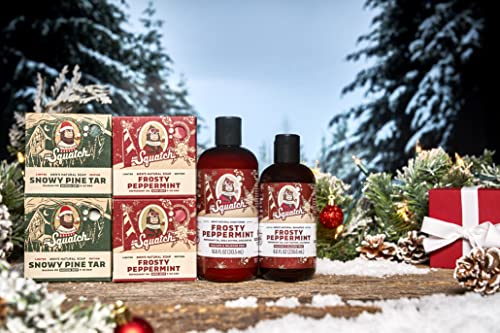 Dr. Squatch Men's Natural Soap and Hair Care - Snowy Pine Tar and Frosty Peppermint Soap and Frosty Peppermint Shampoo and Conditioner - Blizzard Expanded Pack - Limited Edition Holiday Bundle