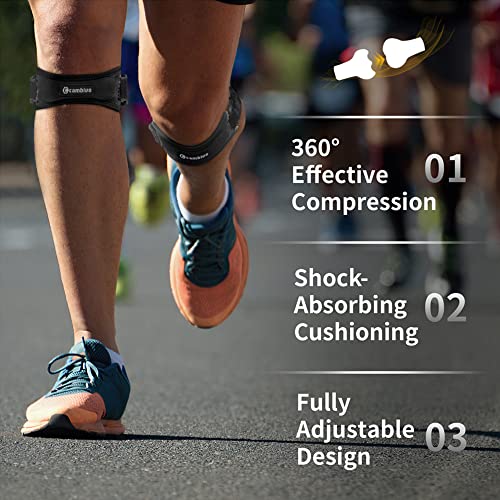 CAMBIVO 2 Pack Patella Knee Strap, Adjustable Knee Brace Patellar Tendon Stabilizer Support Band for Knee Pain Relief, Jumpers Knee, Tendonitis, Basketball, Running, Squats(Black