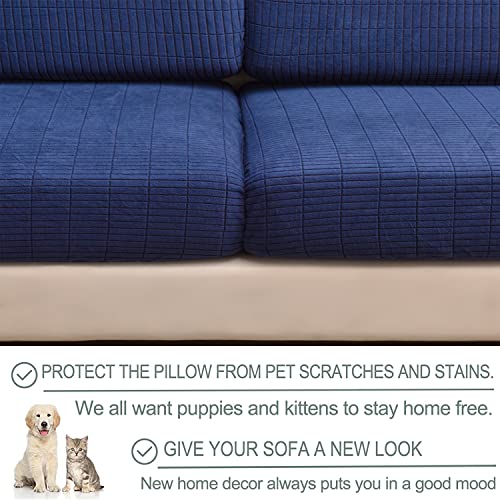 IMYOGI High Stretch Sofa Covers Sofa Cushion Covers, 1 2 3 4 Seaters L Shaped Couch Seat Slipcover, Furniture Protector Non Slip with Elastic Band for Living Room-Blue-4 Seater