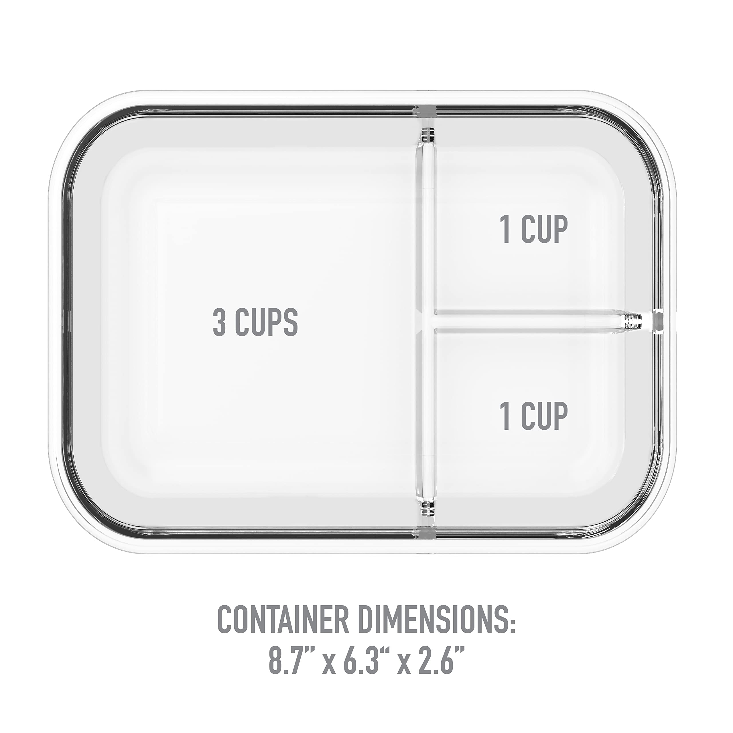 Bentgo Glass Lunch Box - Leak-Proof Bento-Style Food Container with Airtight Lid and Divided 3-Compartment Design - 5 Cup Capacity for Meal Prepping, and Portion-Controlled Meals for Adults (Blue)