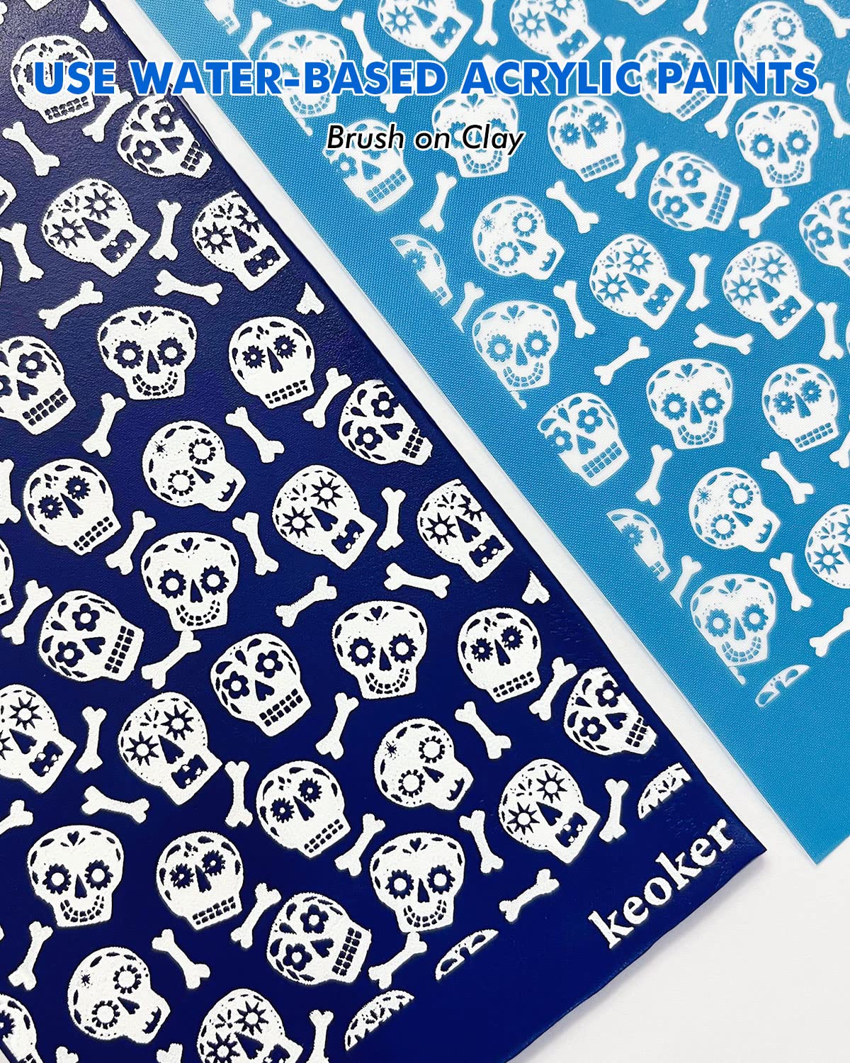 KEOKER Halloween Silk Screen for Polymer Clay, 3 PCS Reusable Silk Screen Stencils for Polymer Clay on Clay & Other Jewelry Clay Earrings Decoration, Each 6" X 3.8" (3PC Halloween 2)