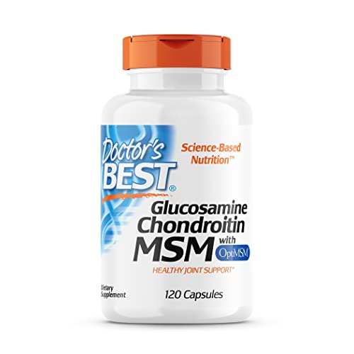 Doctor's Best Glucosamine Chondroitin Msm with OptiMSM Capsules, Supports Healthy Joint Structure, Function & Comfort, Non-GMO, Gluten Free, Soy Free, 120 Count (Pack of 1)