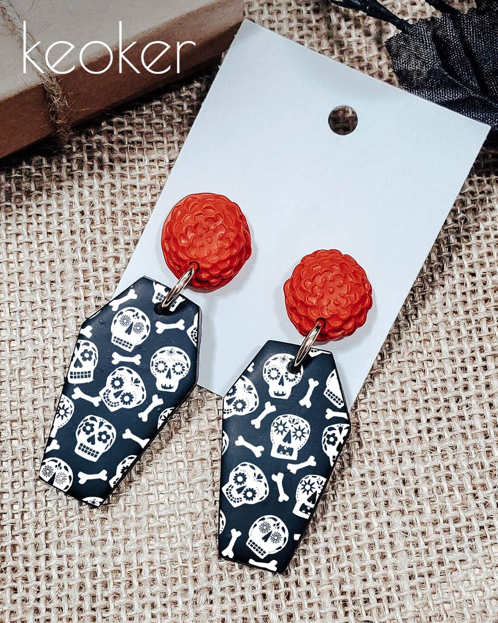 KEOKER Halloween Silk Screen for Polymer Clay, 3 PCS Reusable Silk Screen Stencils for Polymer Clay on Clay & Other Jewelry Clay Earrings Decoration, Each 6" X 3.8" (3PC Halloween 2)