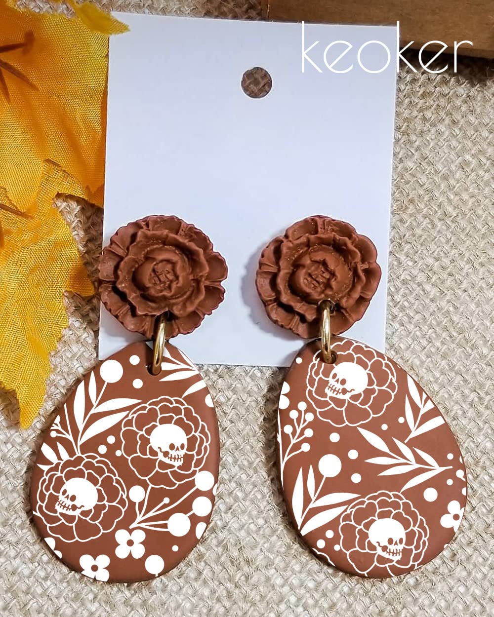 KEOKER Halloween Silk Screen for Polymer Clay, 3 PCS Reusable Silk Screen Stencils for Polymer Clay on Clay & Other Jewelry Clay Earrings Decoration, Each 6" X 3.8" (3PC Halloween 2)