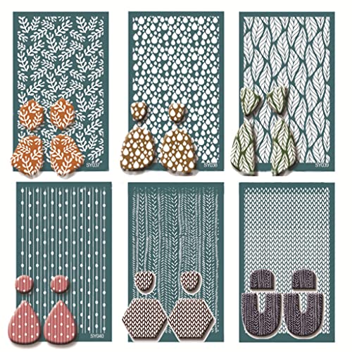 CHBC Silk Screen for Polymer Clay, Reusable Silk Screen Stencils for Polymer Clay, Printing on Clay & Other Jewelry Making Clay Earrings Decoration (1#)
