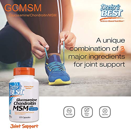 Doctor's Best Glucosamine Chondroitin Msm with OptiMSM Capsules, Supports Healthy Joint Structure, Function & Comfort, Non-GMO, Gluten Free, Soy Free, 120 Count (Pack of 1)
