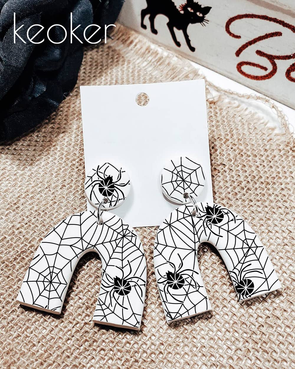 KEOKER Halloween Silk Screen for Polymer Clay, 3 PCS Reusable Silk Screen Stencils for Polymer Clay on Clay & Other Jewelry Clay Earrings Decoration, Each 6" X 3.8" (3PC Halloween 2)