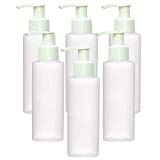 Grand Parfums 4 Oz Natural Lotion Pump Plastic Dispenser Bottles with White Soap Pumps, for Gel, Soap, Shampoo, Body Lotion, Cream, Refillable HDPE Plastic (6 Bottles)
