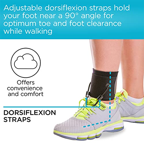 BraceAbility AFO Drop Foot Brace - Adjustable Dorsiflexion Soft Shoe Splint for Neuropathy Walking Exercise Assist, Gait Lifting Support, Charcot Marie Tooth (CMT) and Achilles Pain Treatment (S/M)