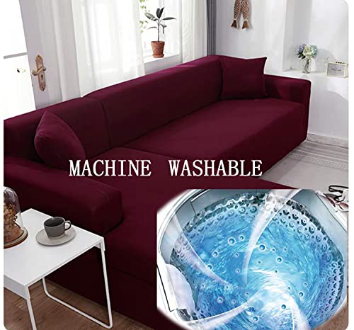 IMYOGI High Stretch Sofa Covers High Stretch Couch Covers L Shape Soft Durable Sofa Slipcovers Solid Color Sectional Machine Washable Furniture Protector for Kids & Pets -Blue-4 Seater+4 Seater