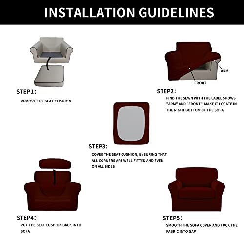 Easy-Going 2 Pieces Microfiber Stretch Chair Slipcover β Spandex Soft Fitted Sofa Couch Cover Washable Furniture Protector with Elastic Bottom Kids Pet Wine