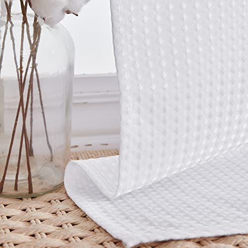 jinchan White Kitchen Curtains 36 Inch Tier Curtains Waffle Woven Textured Cafe Curtains Half Window Curtain Set Rod Pocket Light Filtering for Bathroom Sink Laundry Room Basement RV 2 Panels