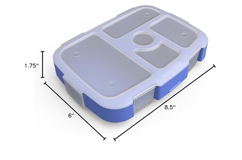 Bentgo Kids Brights Tray (Violet) with Transparent Cover - Reusable, BPA-Free, 5-Compartment Meal Prep Container with Built-In Portion Control for Healthy At-Home Meals and On-the-Go Lunches