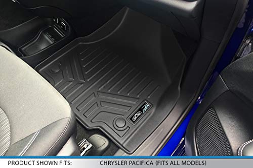 SMARTLINER Floor Mats 3 Rows and Cargo Liner Behind 3rd Row Set Black for 2017-2021 Chrysler Pacifica Hybrid Model Only