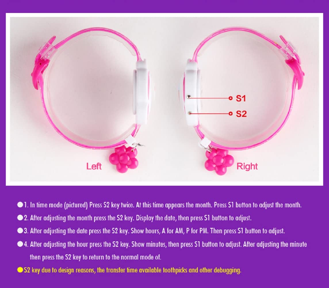 Kids Watch Girl Flower Shape Watch Novelty Cartoon Digital Watch 1144 (pink1)
