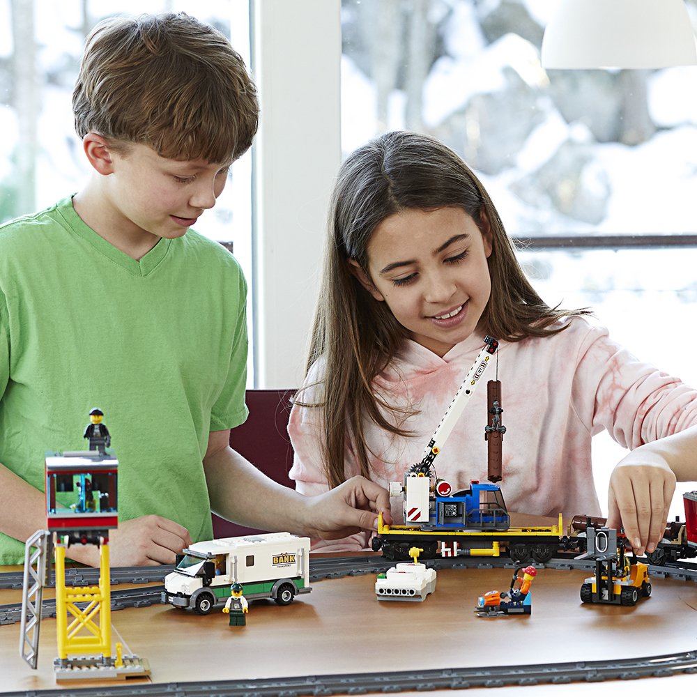 LEGO City Cargo Train 60198 Exclusive Remote Control Train Building Set with Tracks for Kids, Top Present for Boys and Girls (1226 Pieces)