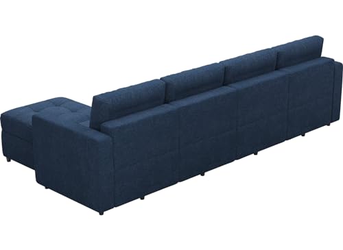 Belffin Fabric Convertible Modular Sectional Sofa Couch Modern L Shaped Sofa with Ottomans 5 Seater Sofa Sectionals Sleeper Couch with Reversible Chaise and Storage Drawers for Living Room Blue