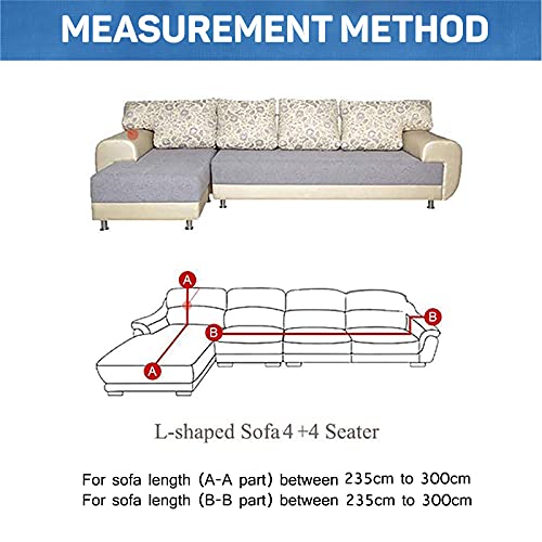 TVPFM Jacquard 2 Piece Sectional Couch Covers, Spandex Soft Stretch Sofa Slipcover Elastic Bottom Washable L-Shaped Sofa Covers for Living Room Pets Cat Dog-Blue C-4 Seater+4 Seater
