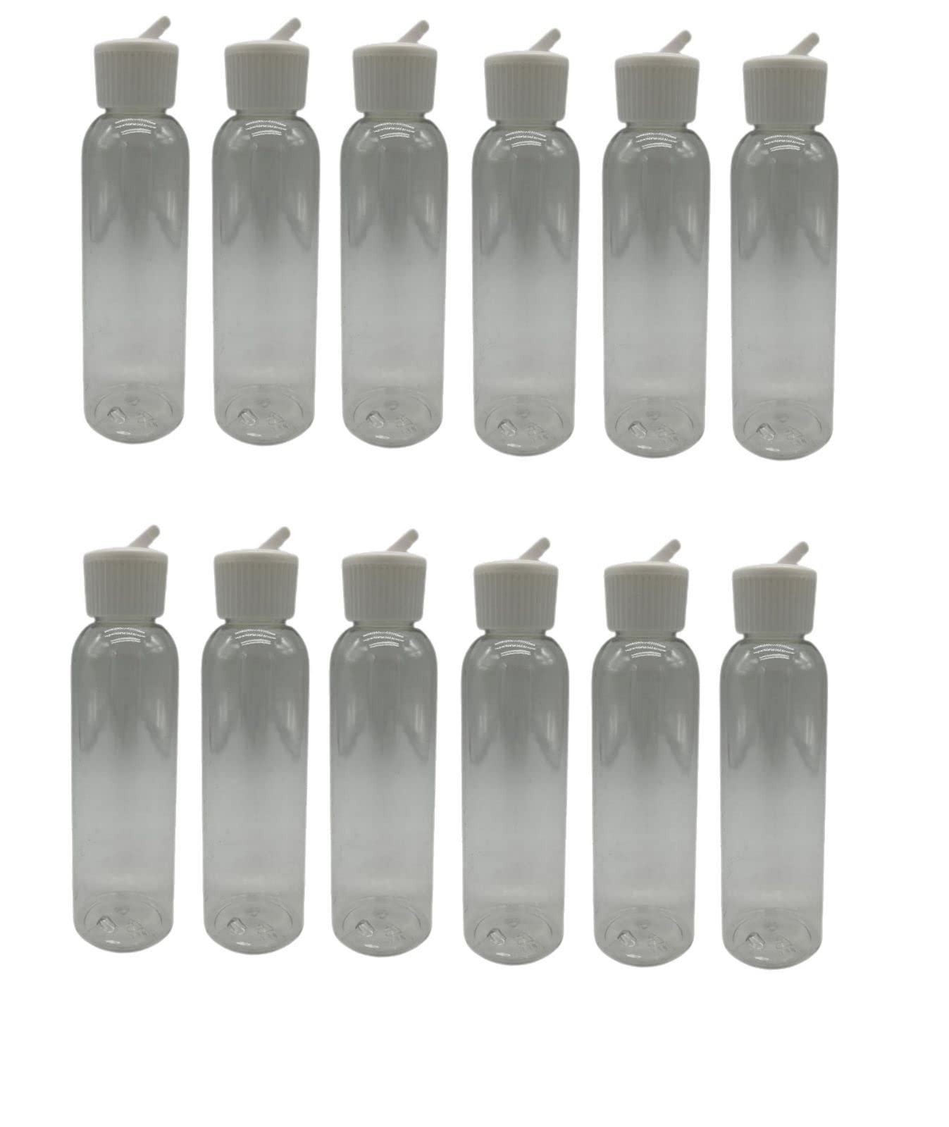 Natural Farms 4 oz Clear Cosmo BPA FREE Bottles - 12 Pack Empty Refillable Containers - Essential Oils - Hair - Aromatherapy | White Spout Cap - Made in the USA