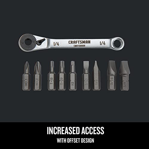 CRAFTSMAN Screwdriver Set, Ratcheting, Multi-bit 10-Piece (CMHT68008)