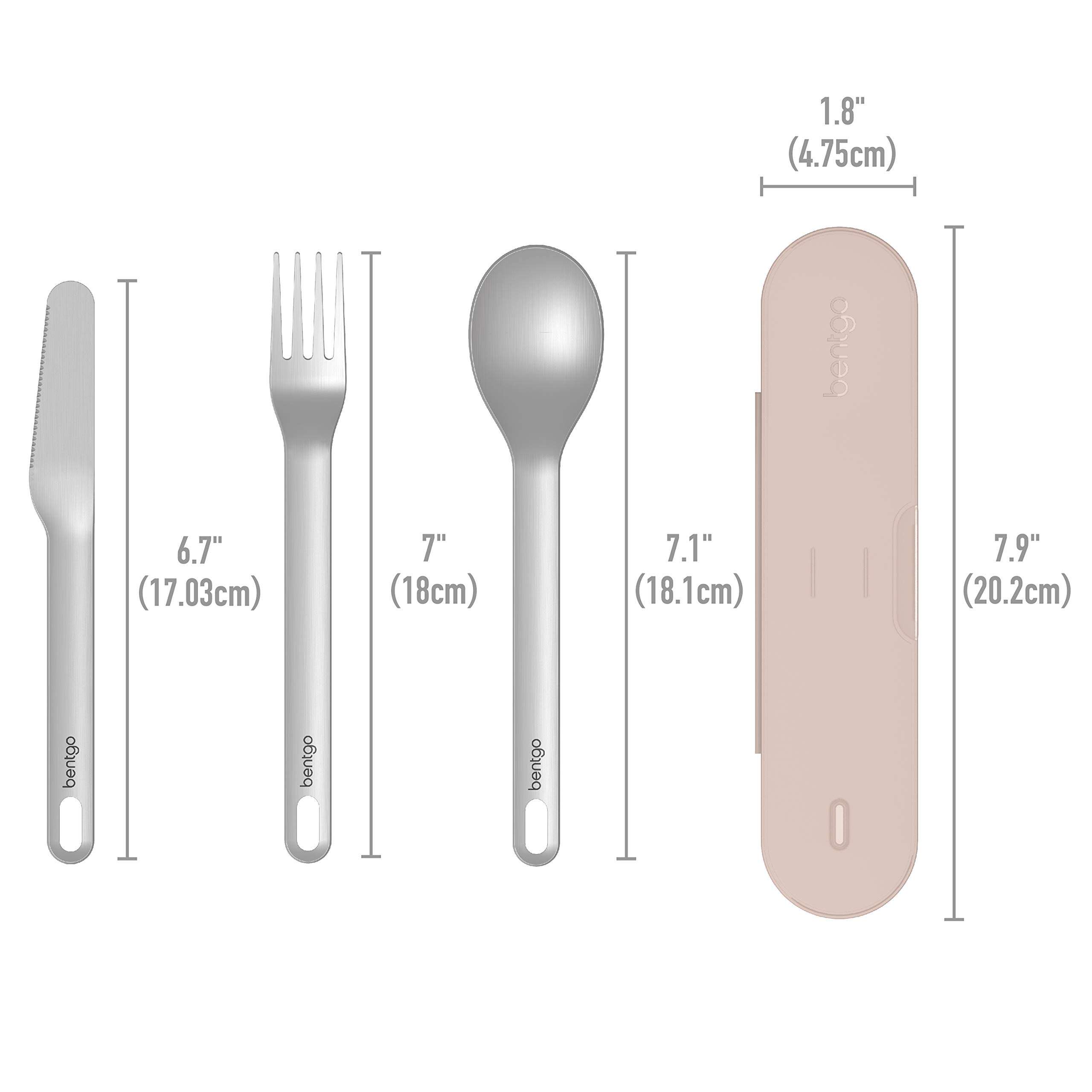 Bentgo Stainless Travel Utensil Set - Reusable 3-Piece Silverware Set with Carrying Case, High-Grade Premium Steel, BPA-Free Case, Eco-Friendly - Ideal for Travel, Camping, and Office Use (Rose)