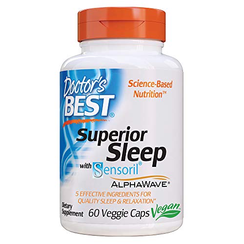 Doctor's Best Superior Sleep with Sensoril, Formula Contains Ashwagandha, 5-HTP, L-Theanine & GABA, 60 Count