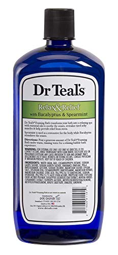 Dr Teal's Foaming Bath and Lotion Mothers Day Gift Set (2 Pack, 42oz Total) - 34oz Relax & Relief Eucalyptus & Spearmint Foaming Bath, 8oz Nighttime Therapy Melatonin Body Lotion - at Home Spa Kit