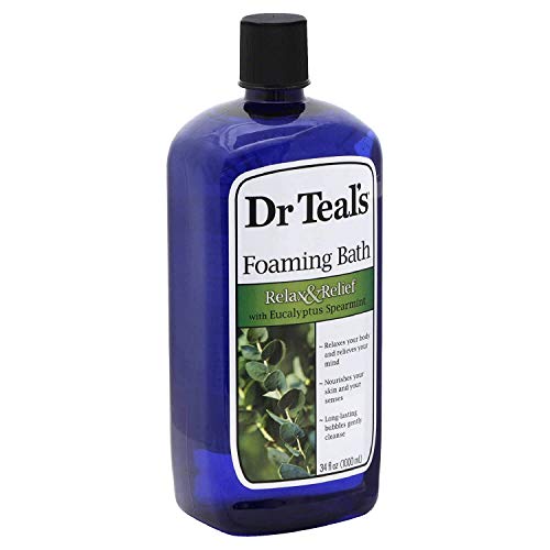 Dr Teal's Foaming Bath and Lotion Mothers Day Gift Set (2 Pack, 42oz Total) - 34oz Relax & Relief Eucalyptus & Spearmint Foaming Bath, 8oz Nighttime Therapy Melatonin Body Lotion - at Home Spa Kit