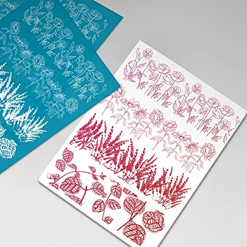 OLYCRAFT 4x5 Inch Silk Screen for Polymer Clay Poppy Lavender Clay Stencils Sunflower Fern Leaves Silk Screen Printing Stencils Non-Adhesive Mesh Transfer for Polymer Clay Earrings Jewelry Making