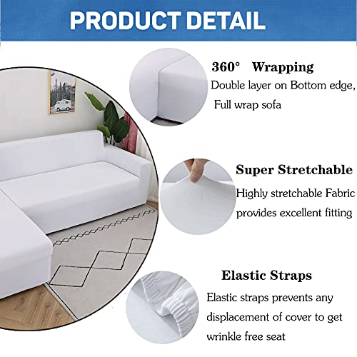 TVPFM Stretch Sofa Slipcover, Microfiber Soft Sectional Couch Covers Removable Elastic Bottom L-Shaped Sofa Covers Furniture Protector for Pets Cat Dog-Blue A-4 Seater+4 Seater