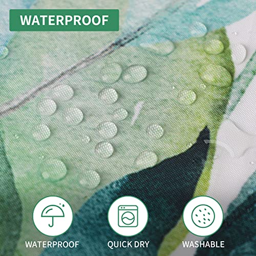 REZAYMRS Green Floral 3 in 1 Shower Curtain No Hooks, 71x74 inch Waterproof & Washable, Polyester Snap in Fabric Liner, Sheer Top Window, Double Layer Bathtubs Hotel Shower Curtains Set